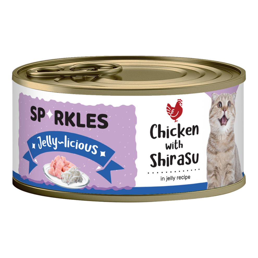 Sparkles Jelly-licious Chicken with Shirasu Canned Wet Cat Food, 80g ...